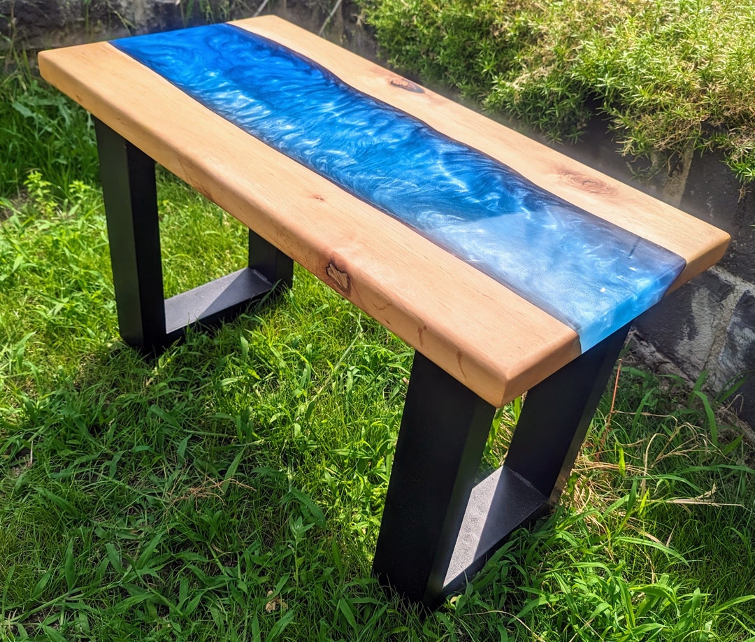 Applewood and Epoxy Resin Side Table - Etsy