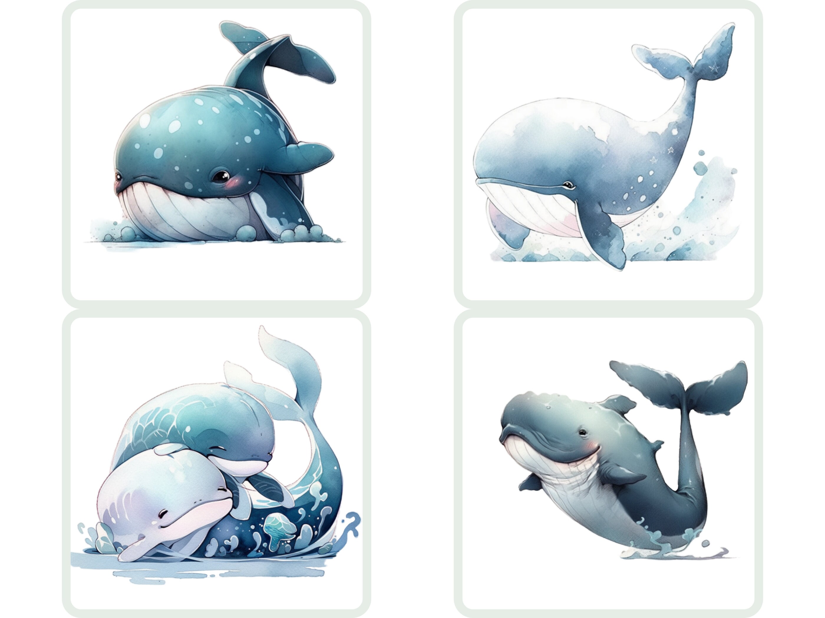 Watercolor Whale Clipart, Nursery Art PNG Bundle (digital Download) - Etsy