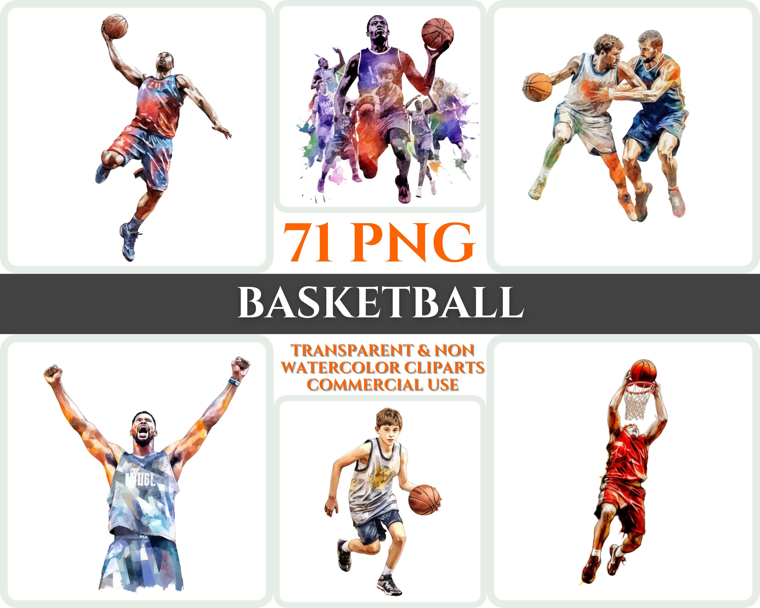 Watercolor Basketball Clipart Bundle, Sport PNG (digital Download) - Etsy