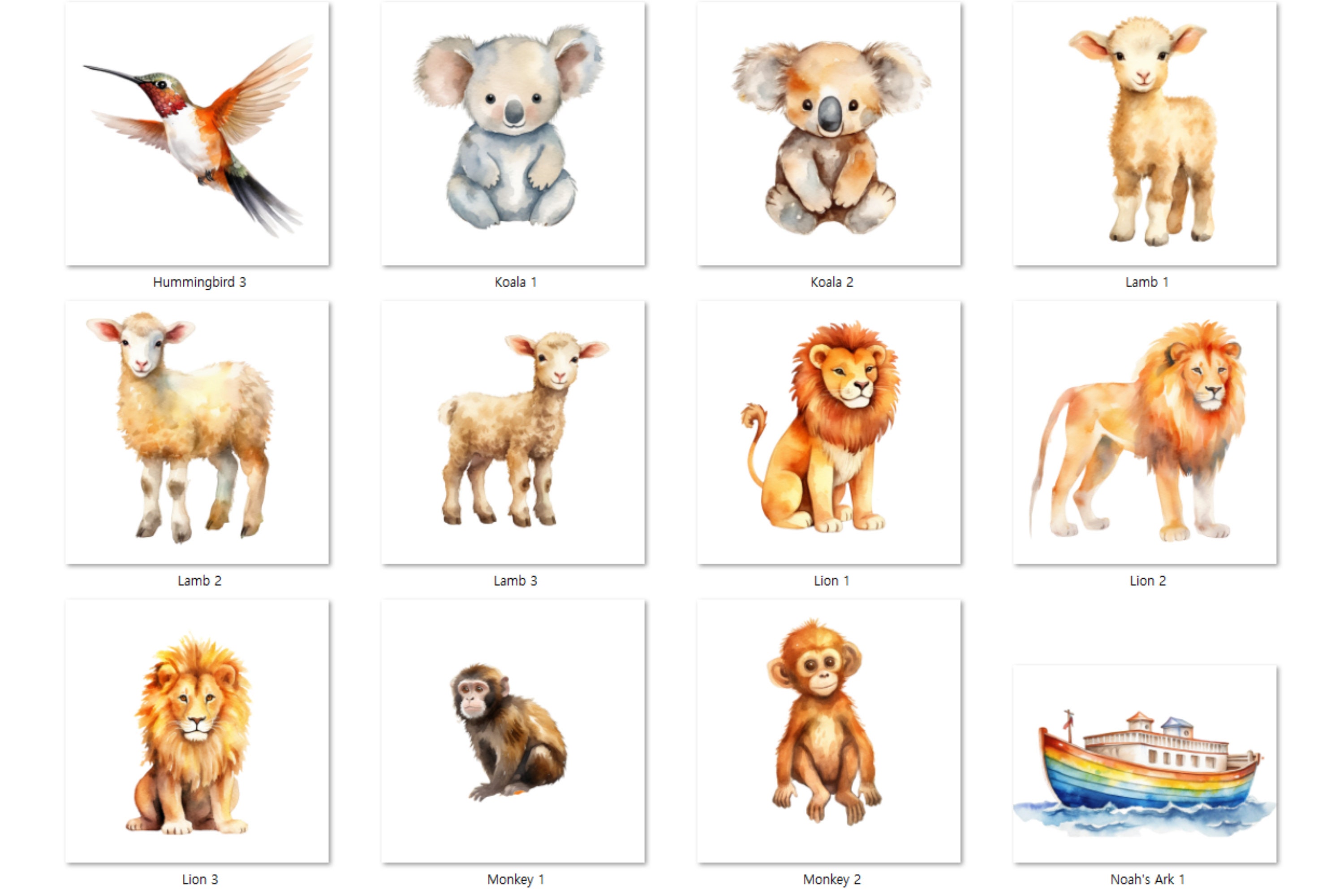 Haz tu propio Arca de Noé Clipart PNG Paquete de acuarela - Etsy México