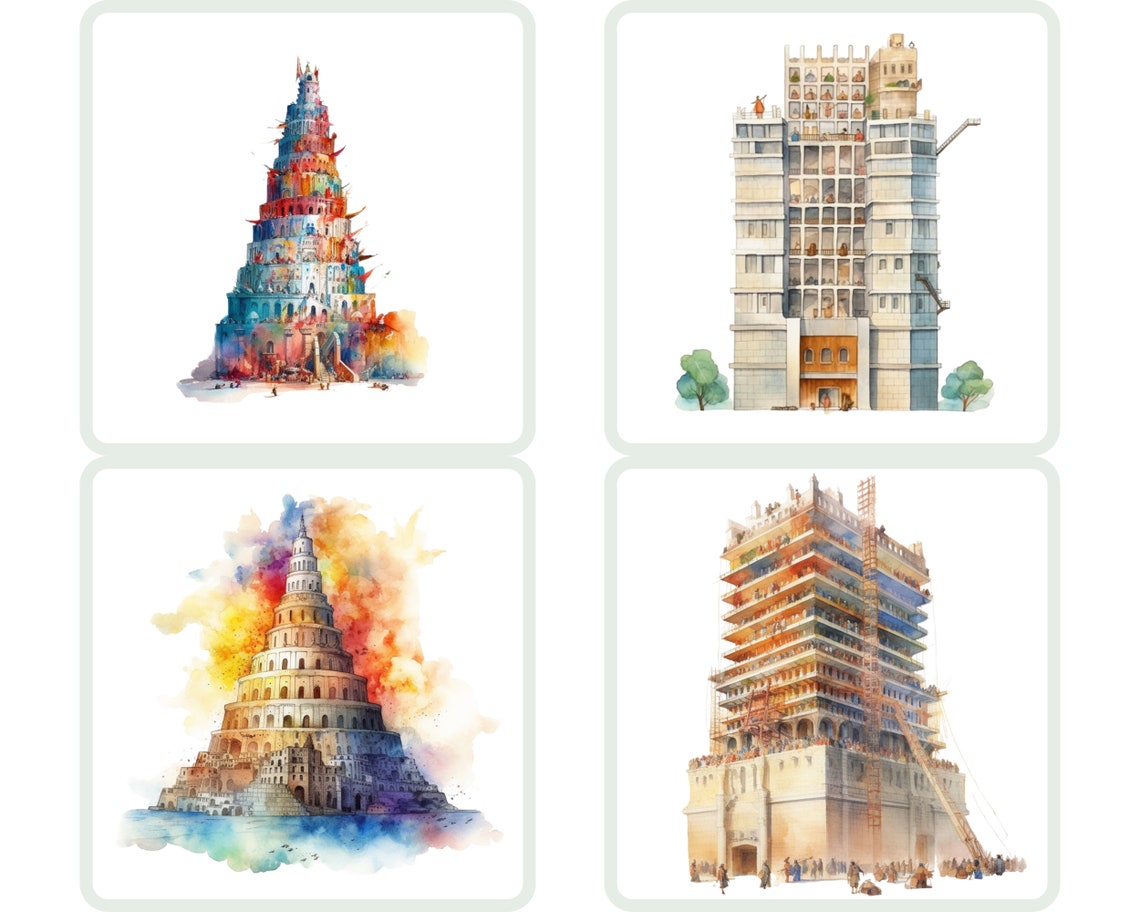 Tower of Babel Clipart PNG Watercolor Bundle Christian Clipart - Etsy ...