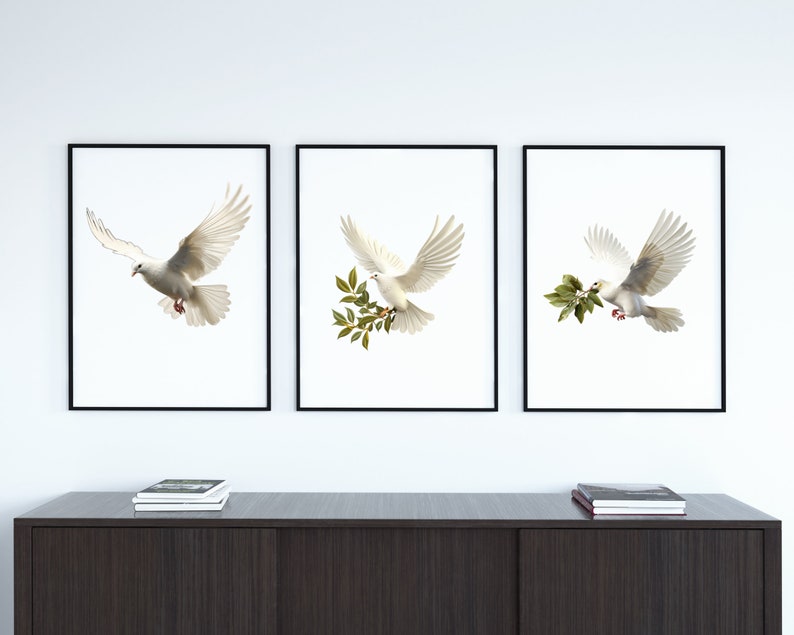3D Dove PNG Set White Dove Clipart Realistic Dove Gift for Baptism Holy ...