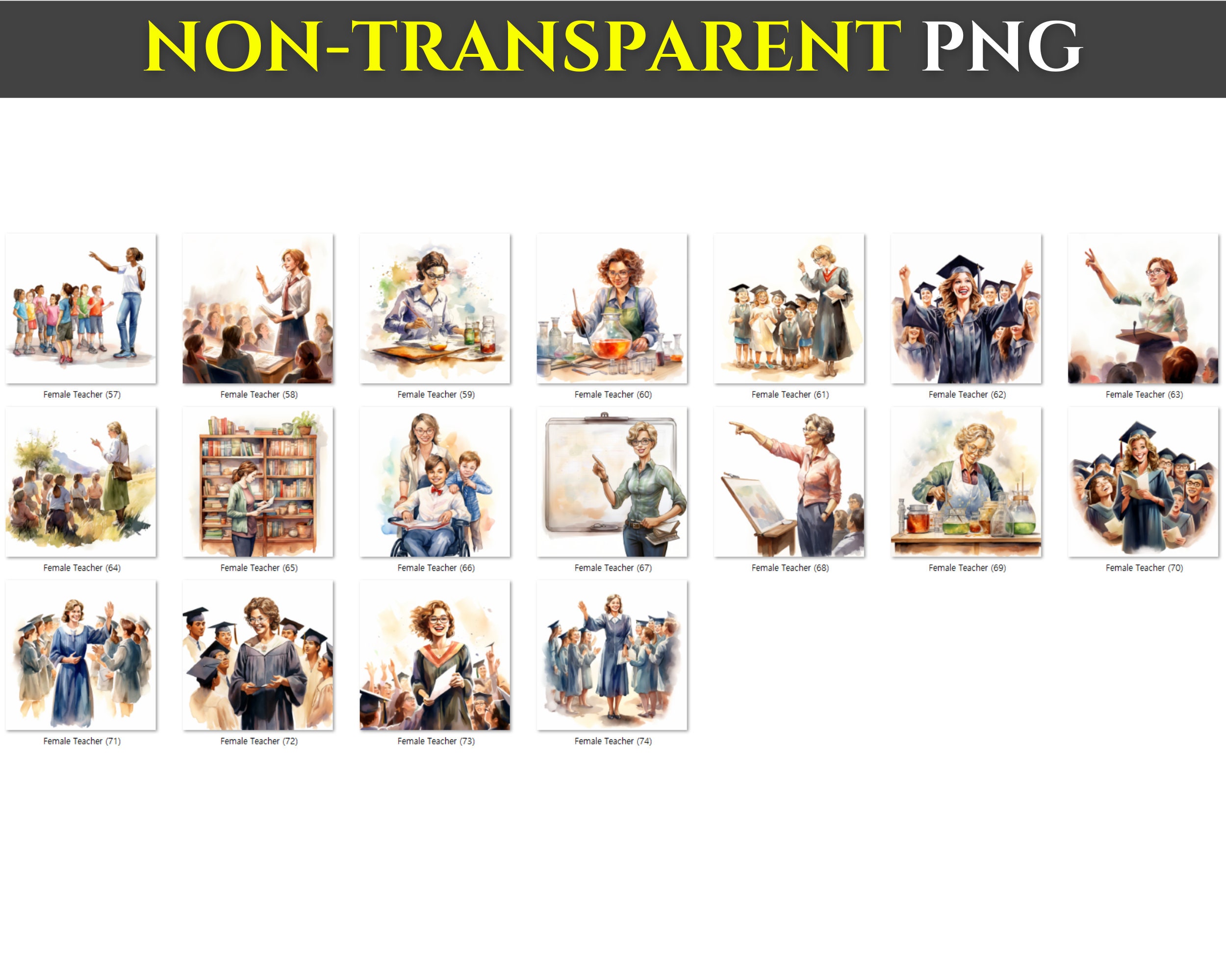 Watercolor Female Teacher Clipart School Education Clip Art - Etsy