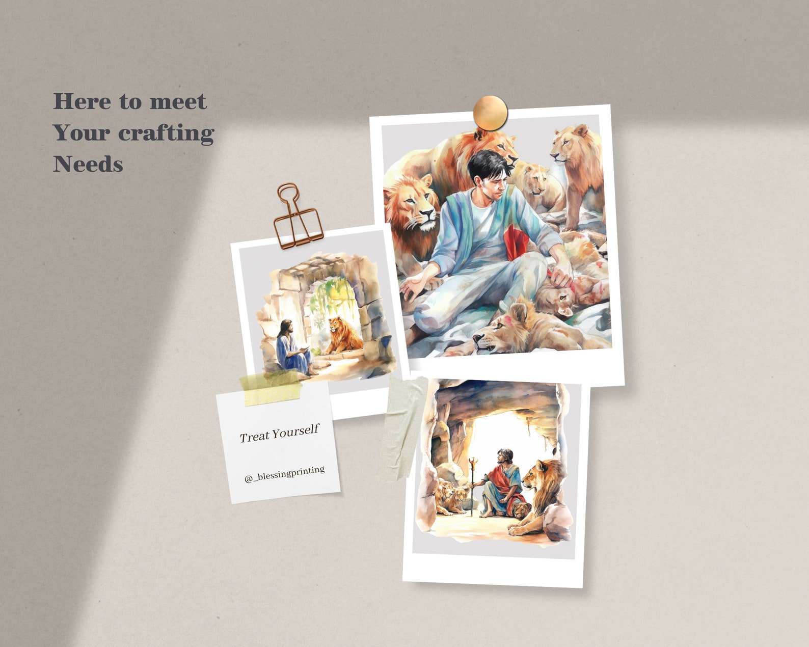 Daniel in Lion's Den Watercolor Clipart Bundle (PNG Digital Download ...