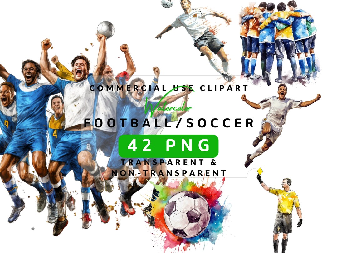 Watercolor Football Clipart Bundle Father's Day PNG Soccer - Etsy