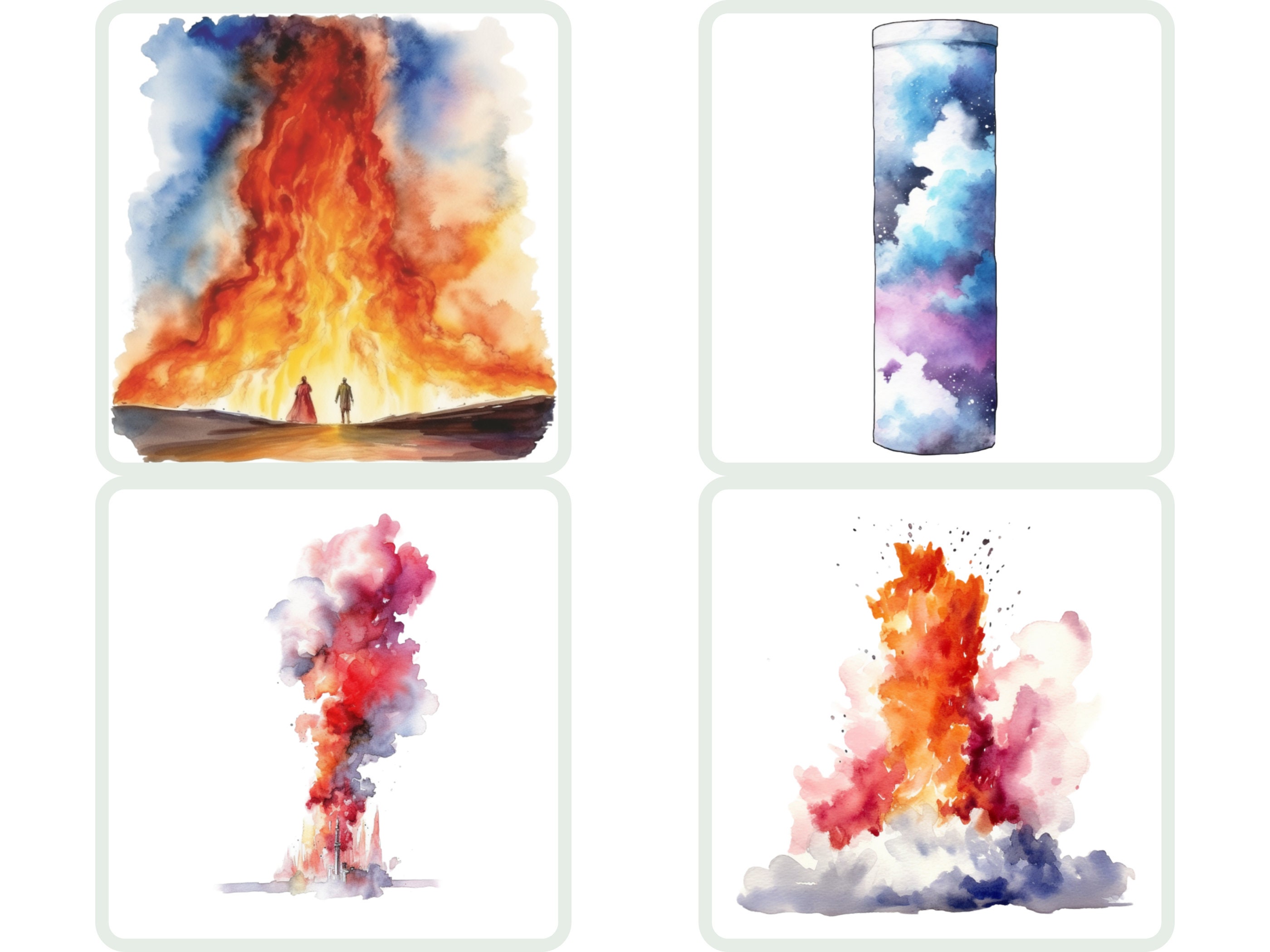 Pillar of Cloud and Fire Clipart PNG Watercolor Bundle - Etsy