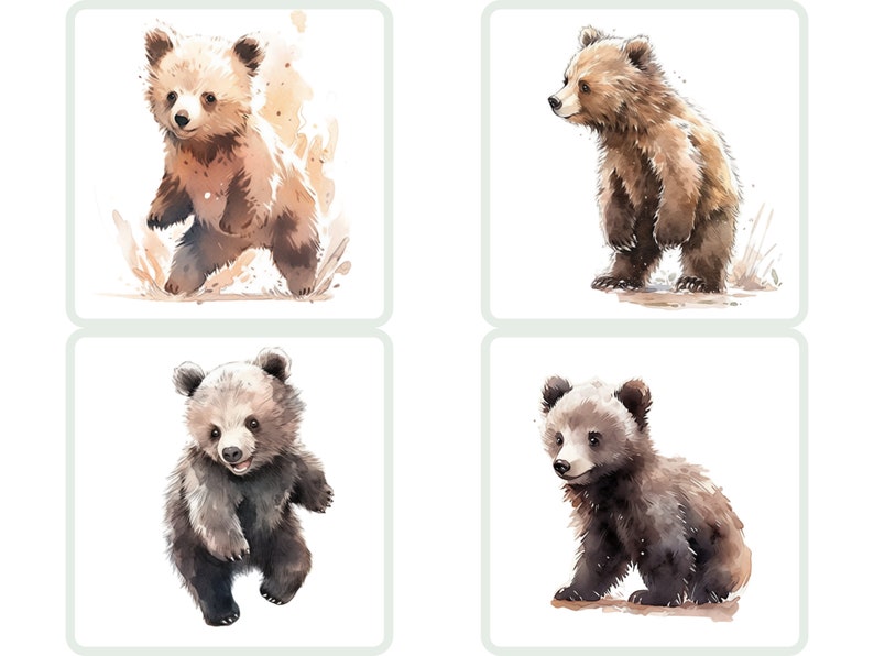 Watercolor Baby Bear Clipart, 37 PNG Nursery Designs (digital Download ...