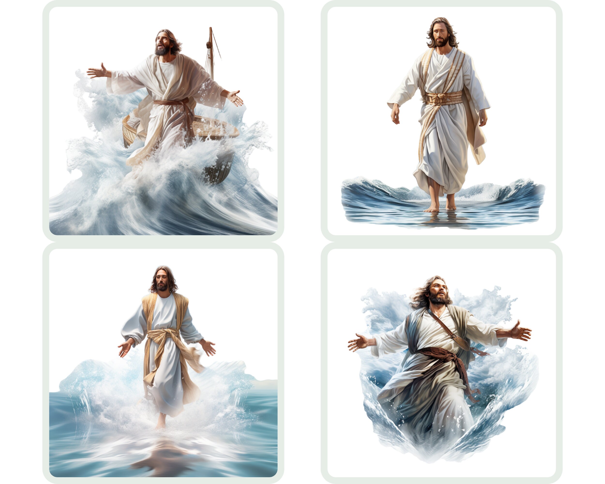 Jesus Walking on Water Calming the Storm PNG 3D Christian Clipart ...