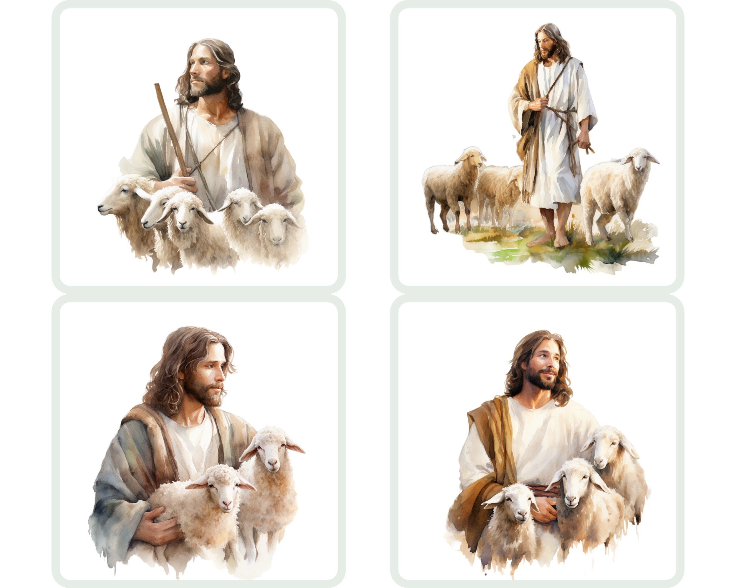 Jesus Good Shepherd Clipart PNG Watercolor Christian Sheep Clipart ...