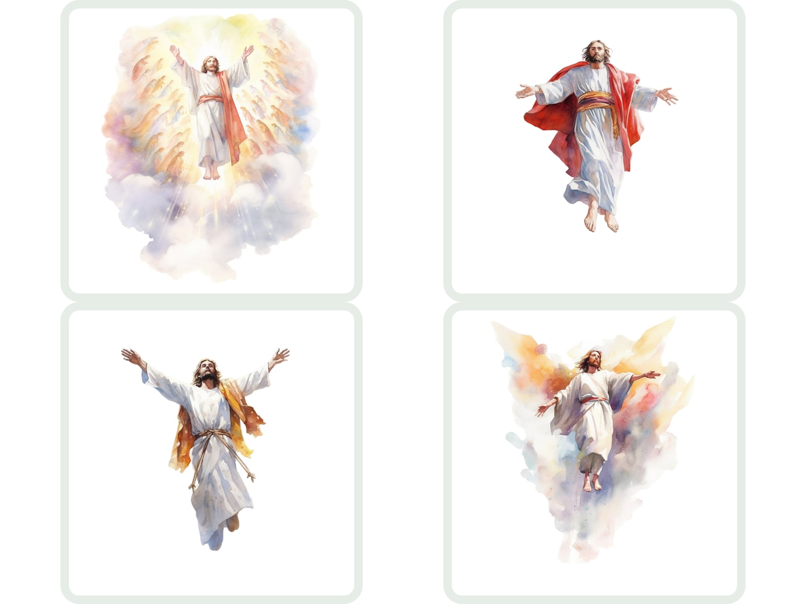 Ascension of Jesus Clipart PNG Watercolor Bundle Christian Clipart ...
