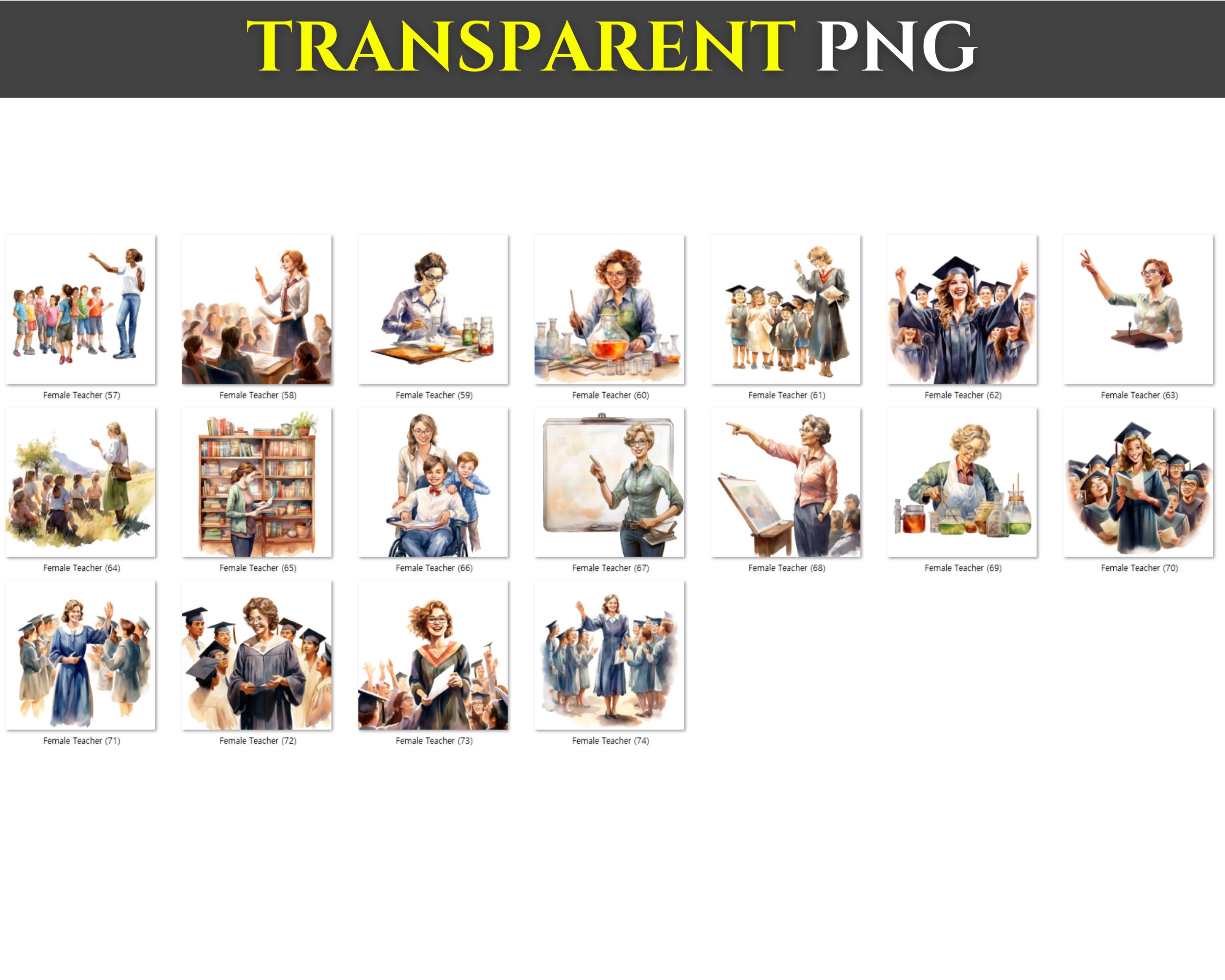 Watercolor Female Teacher Clipart School Education Clip Art - Etsy