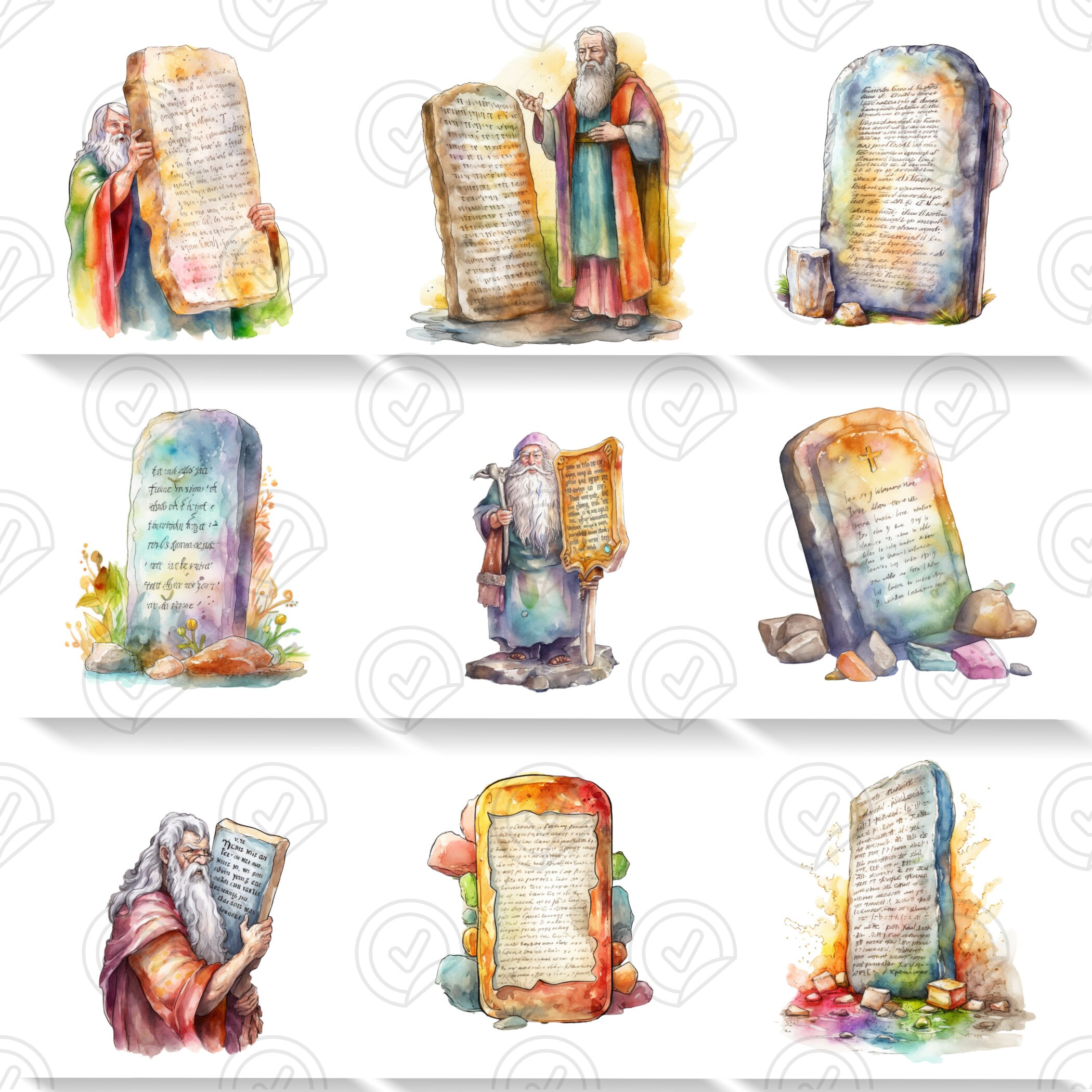 Ten Commandments Clipart PNG Watercolor Bundle Christian - Etsy UK