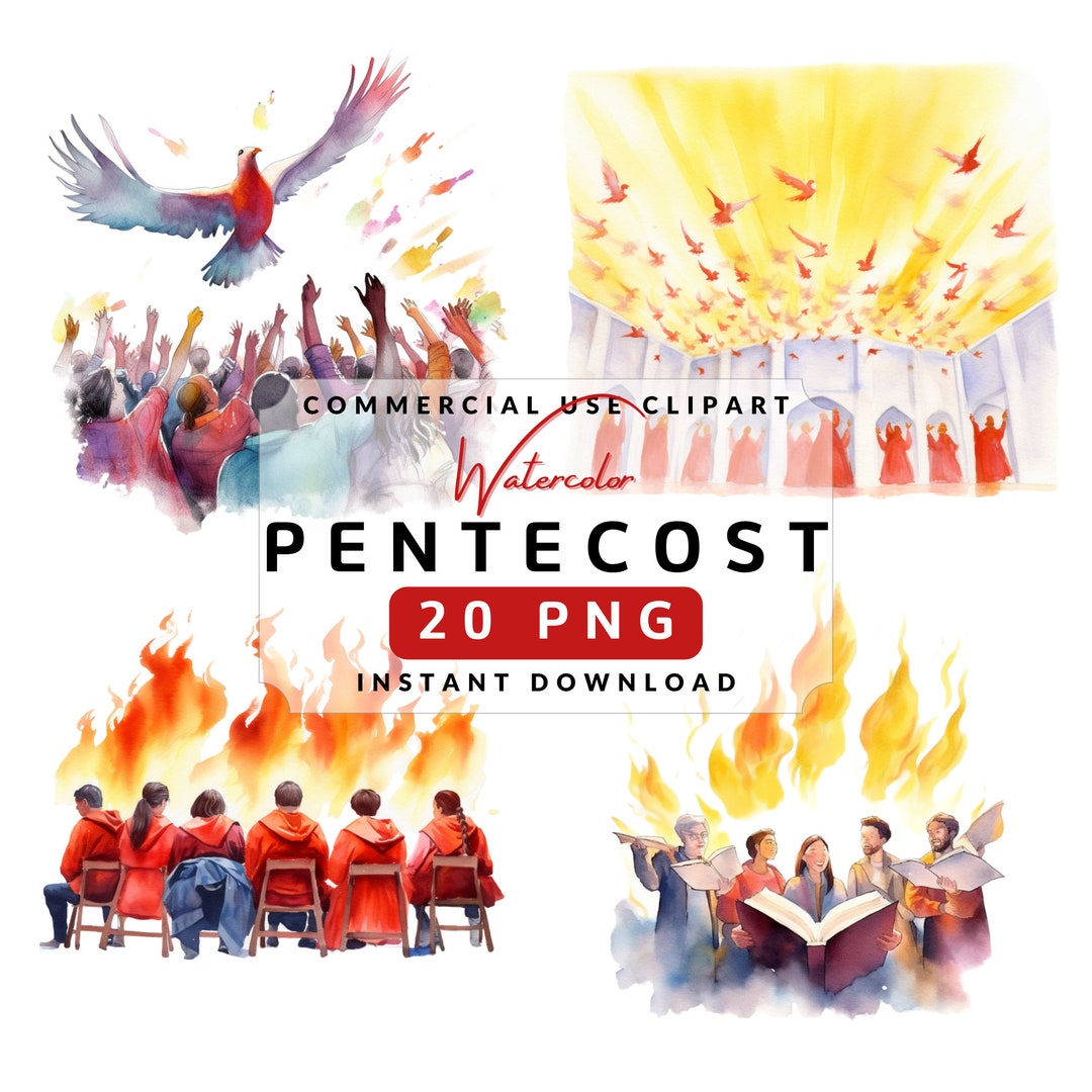 Pentecost Clipart PNG Watercolor Bundle Christian Clipart - Etsy