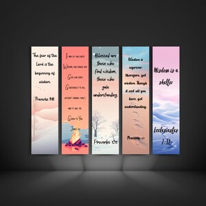 Printable Wisdom Bible Verse Bookmark Set of 20 Christian Baptism Gift ...