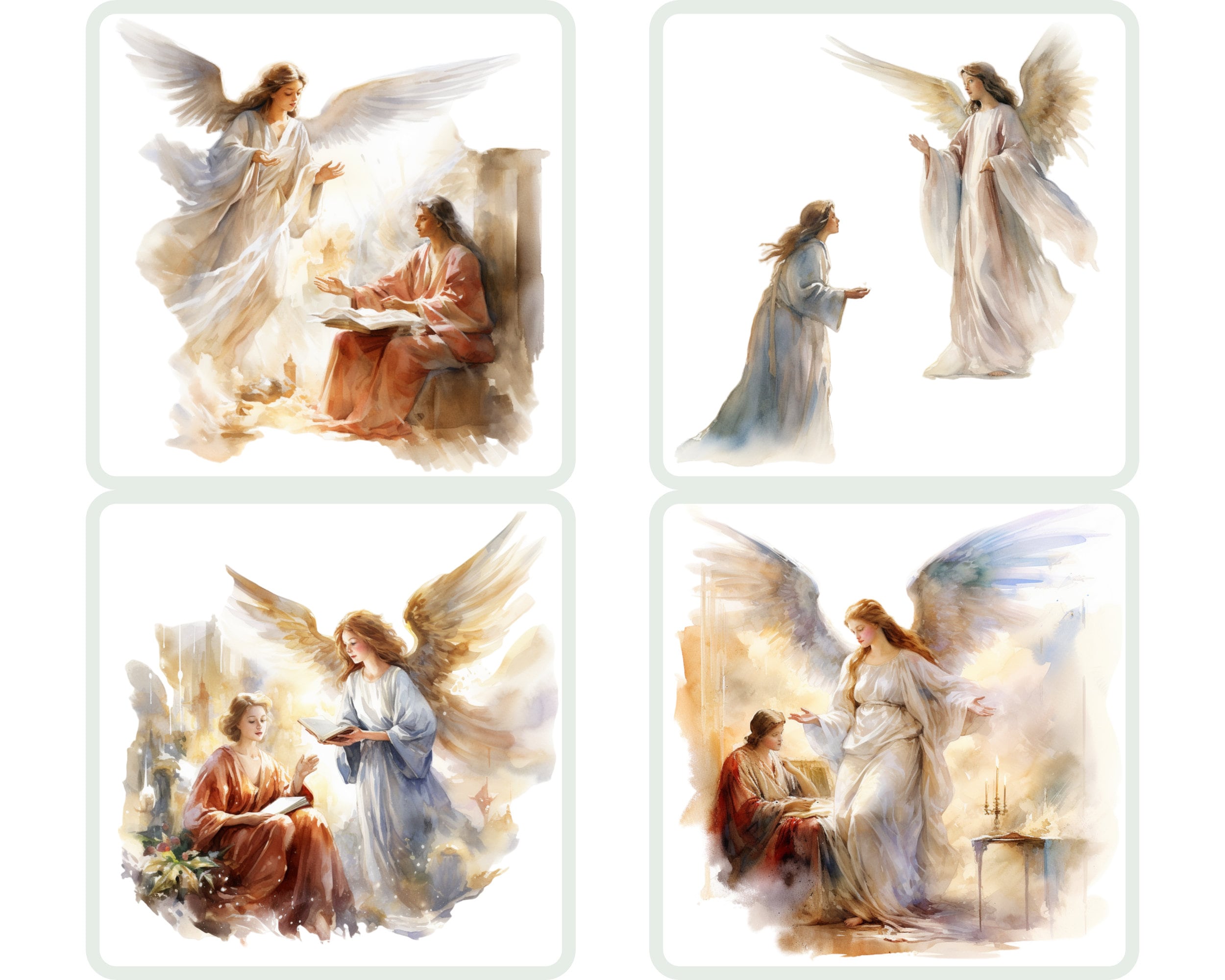 Mary and Angel Watercolor Clipart, Birth of Jesus (PNG Digital Download ...