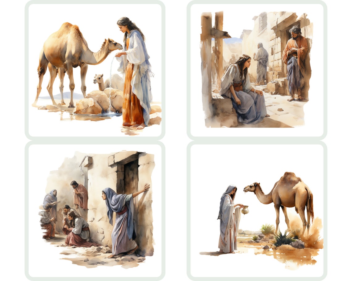 Rahab & Rebekah Watercolor Clipart, Bible Story PNG (digital Download ...