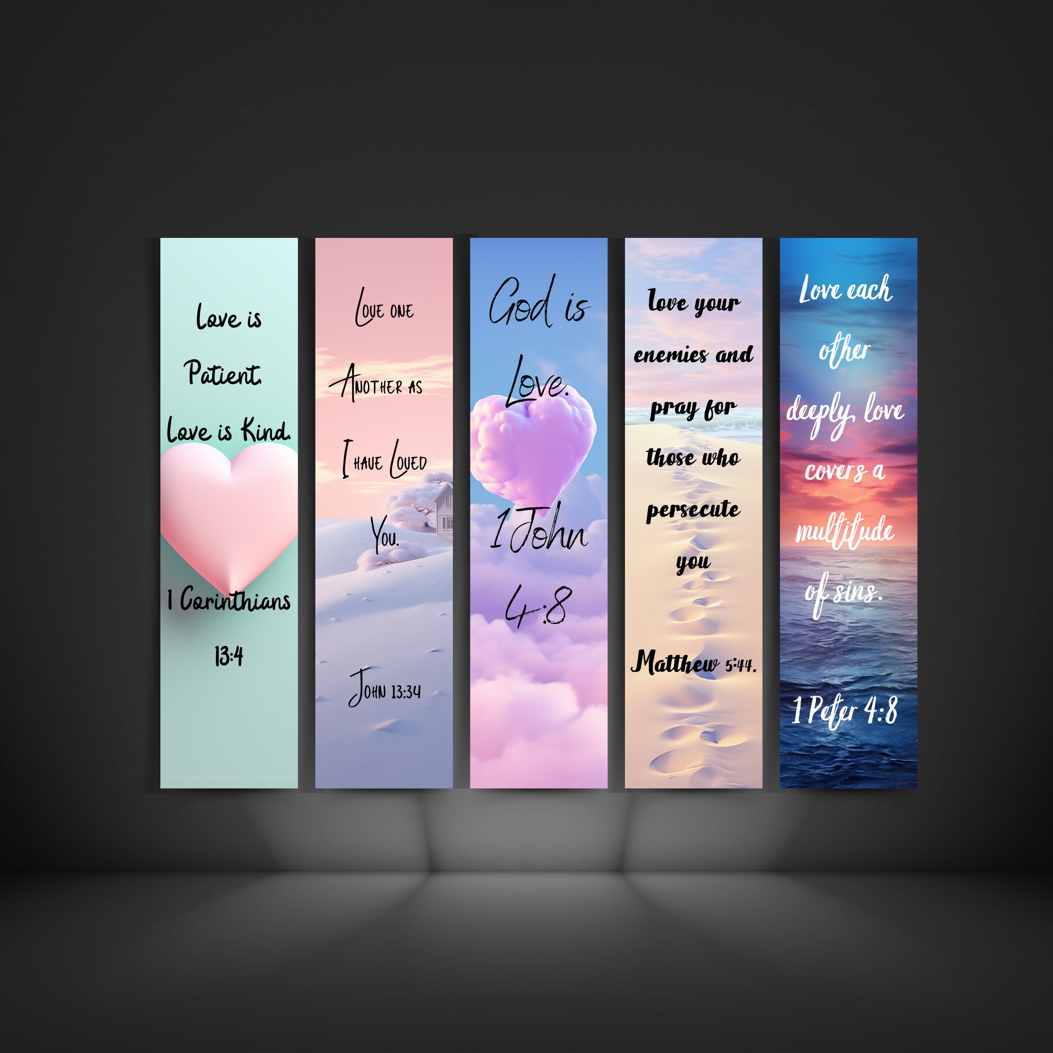 Printable Love Bible Verse Bookmark Set of 20 Christian Baptism Gift ...