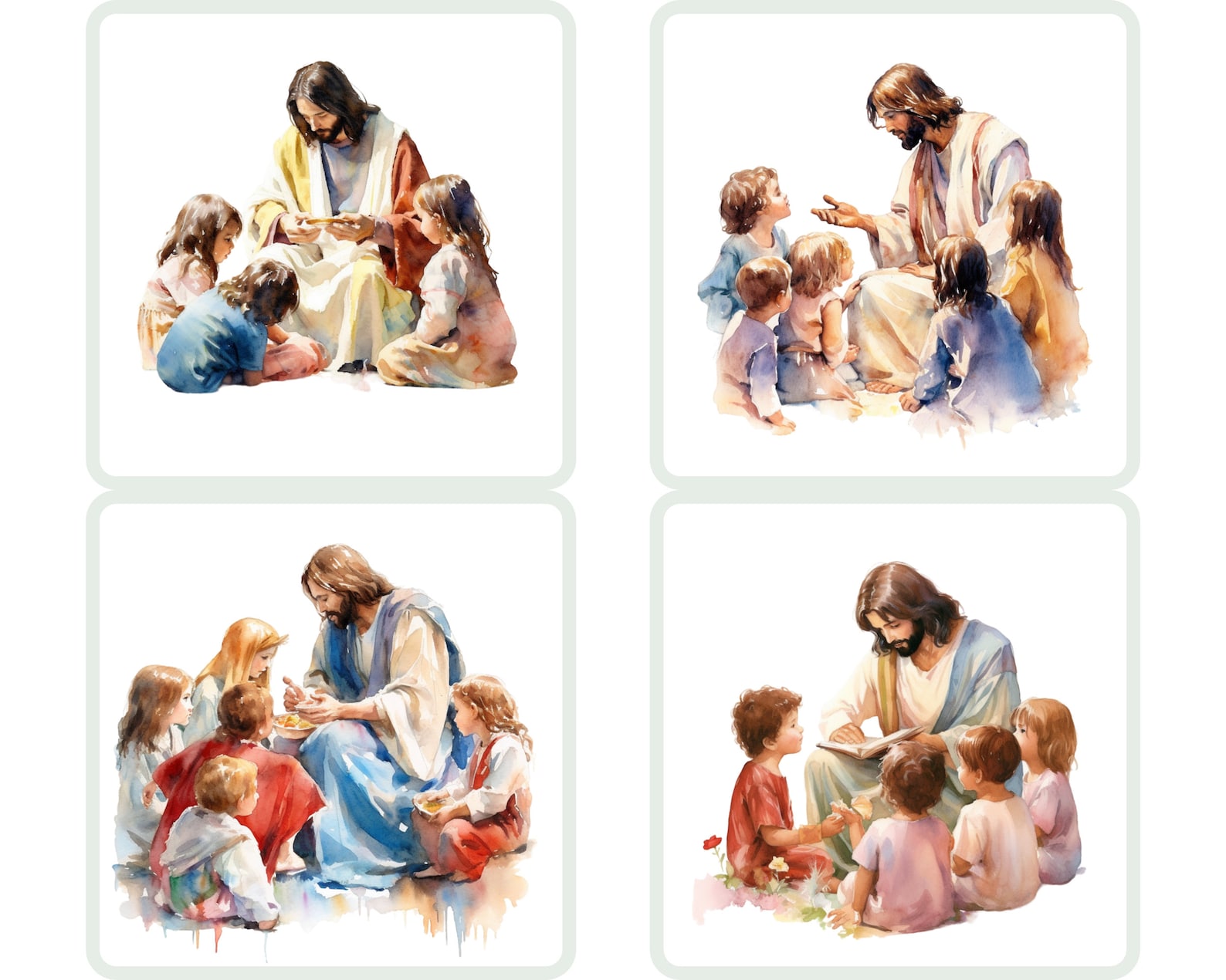 Jesus With Children Clipart, Watercolor PNG Bundle (digital Download ...
