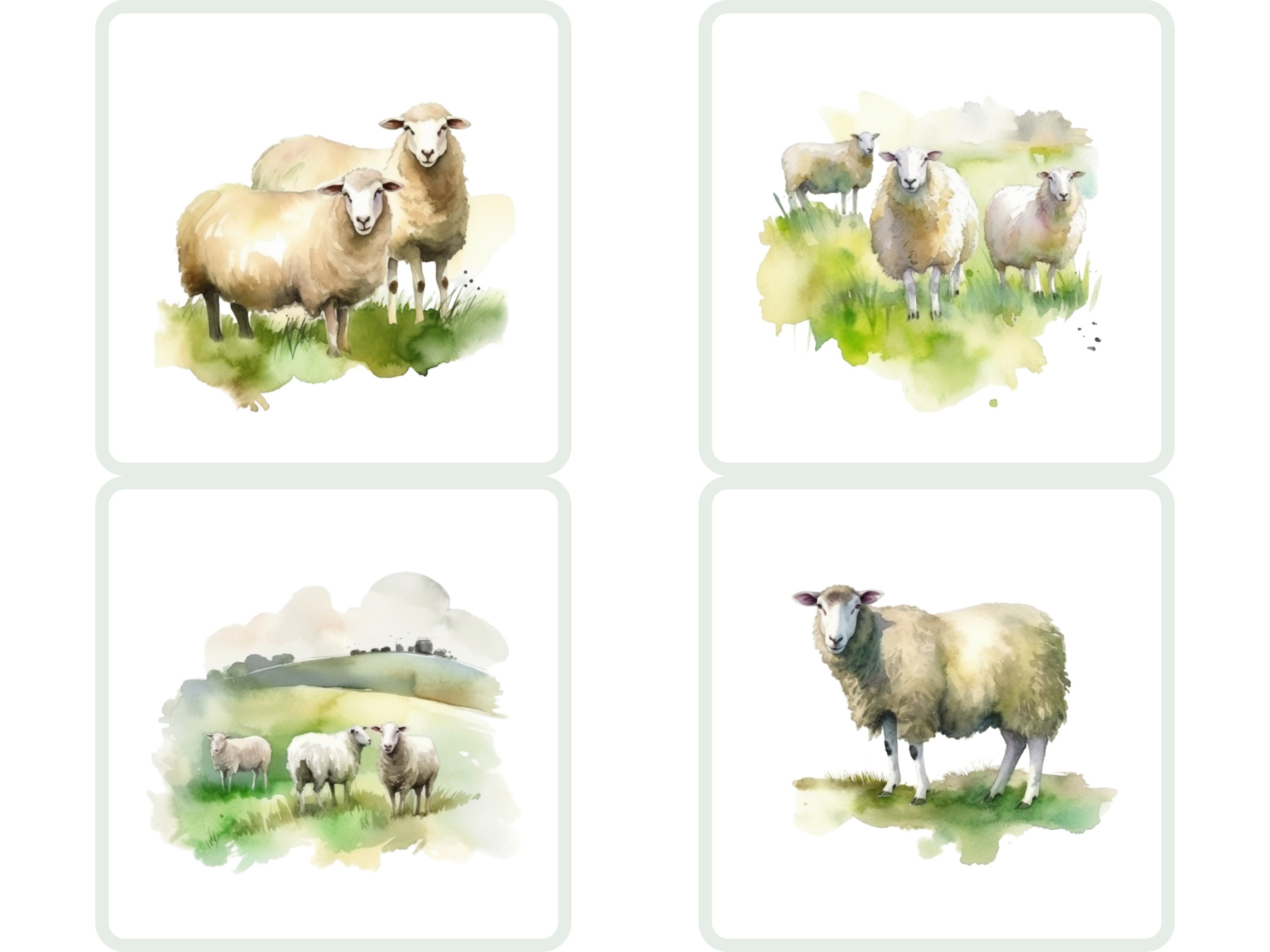 Watercolor Sheep Clipart Bundle Wallart PNG Sheep Gift for Baptism ...