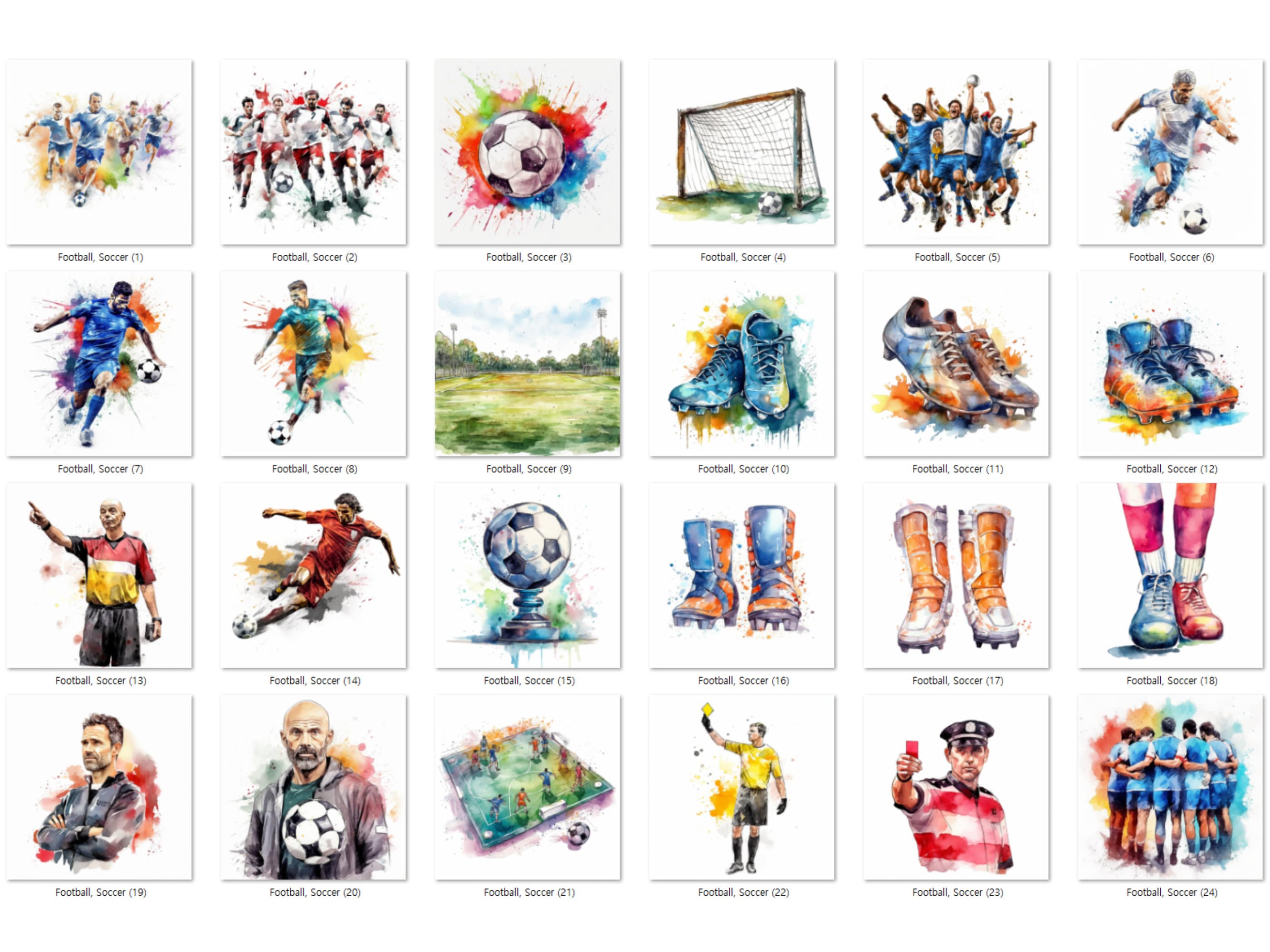 Watercolor Football Clipart Bundle Father's Day PNG Soccer - Etsy UK