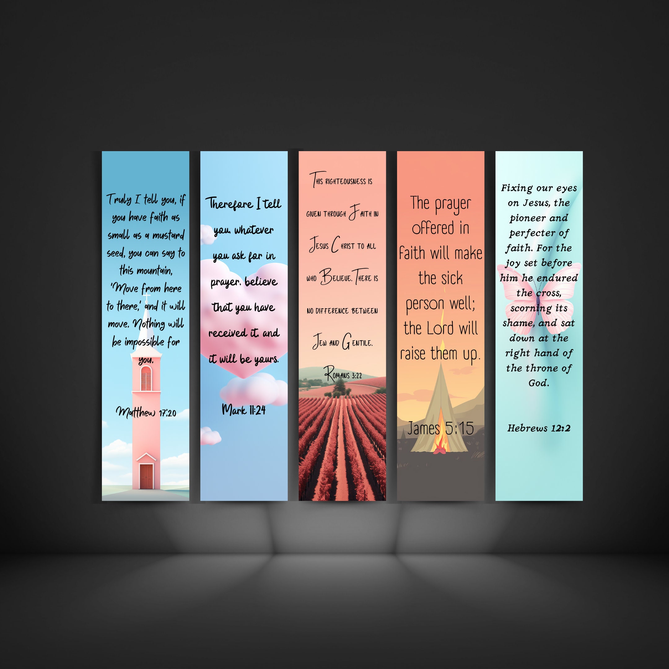 Printable Faith Bible Verse Bookmark Set of 20 Christian Baptism Gift ...