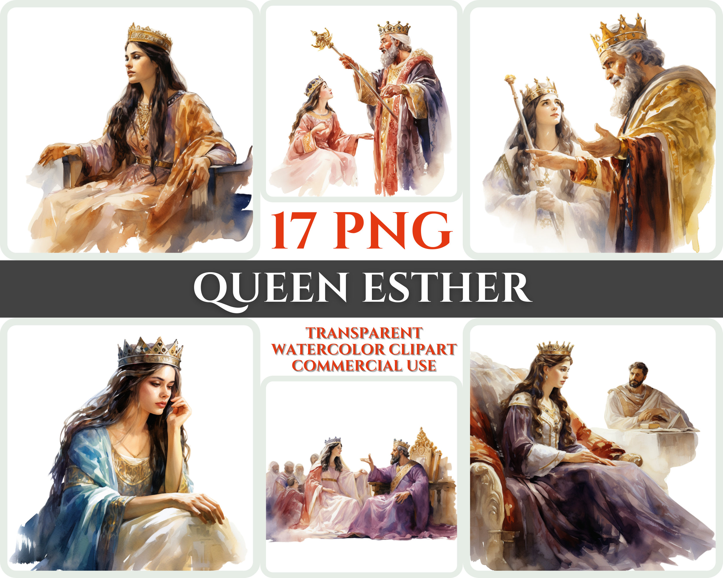 Queen Esther PNG Clipart Watercolor Christian Gift Clipart Abstract ...