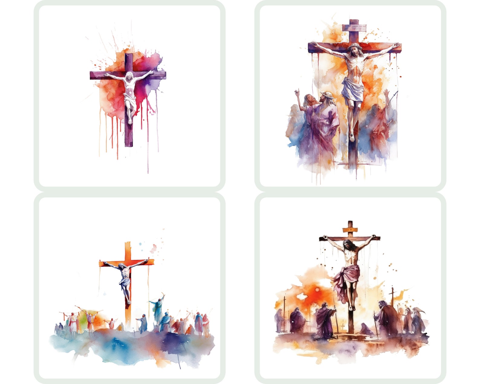 Crucifixion of Jesus Clipart PNG Watercolor Bundle Christian - Etsy