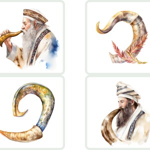 Shofar Clipart PNG Watercolor Bundle Christian Clipart Set Rabbi Shofar ...
