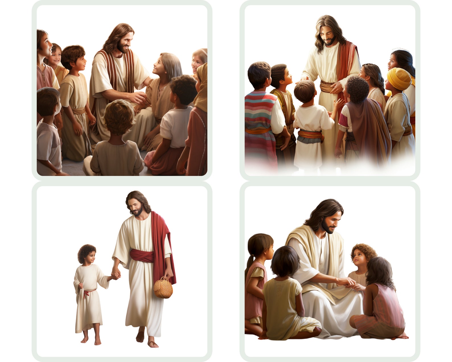 Jesus With Children PNG 3D Clipart Bundle Christian PNG Image ...
