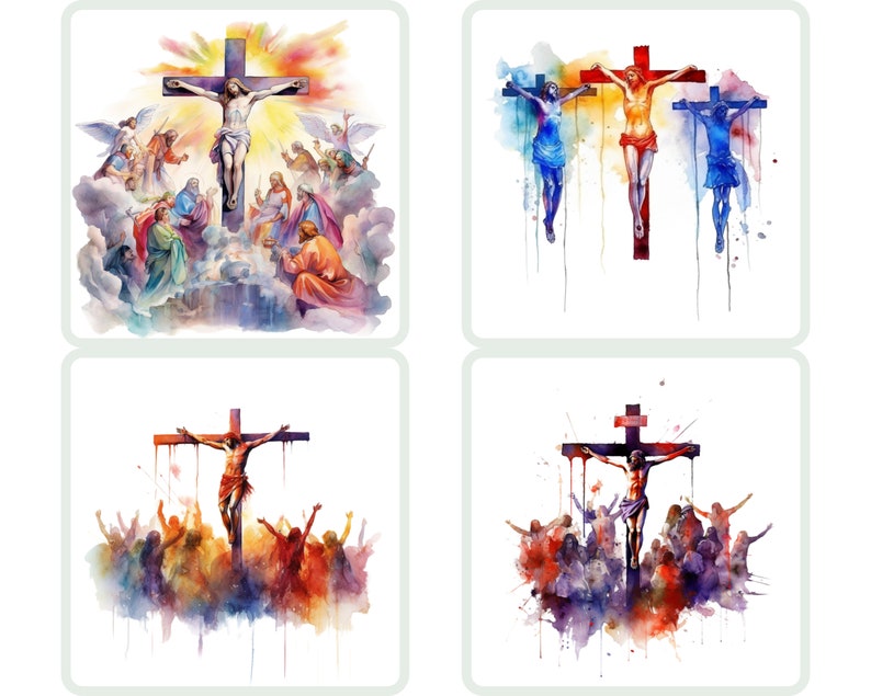 Crucifixion of Jesus Clipart PNG Watercolor Bundle Christian - Etsy