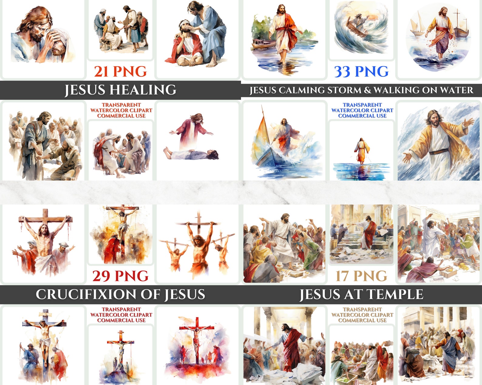Jesus Watercolor Clipart Bundle Abstract Spiritual Christian Craft PNG ...
