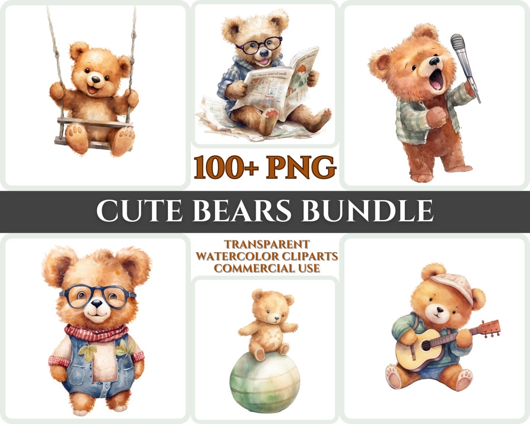 Cute Funny Bear Clipart Nursery Baby Kawaii Clipart Kid Craft Cartoon ...