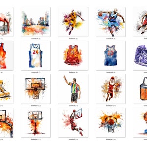 Watercolor Basketball Clipart Bundle, Sport PNG (digital Download) - Etsy