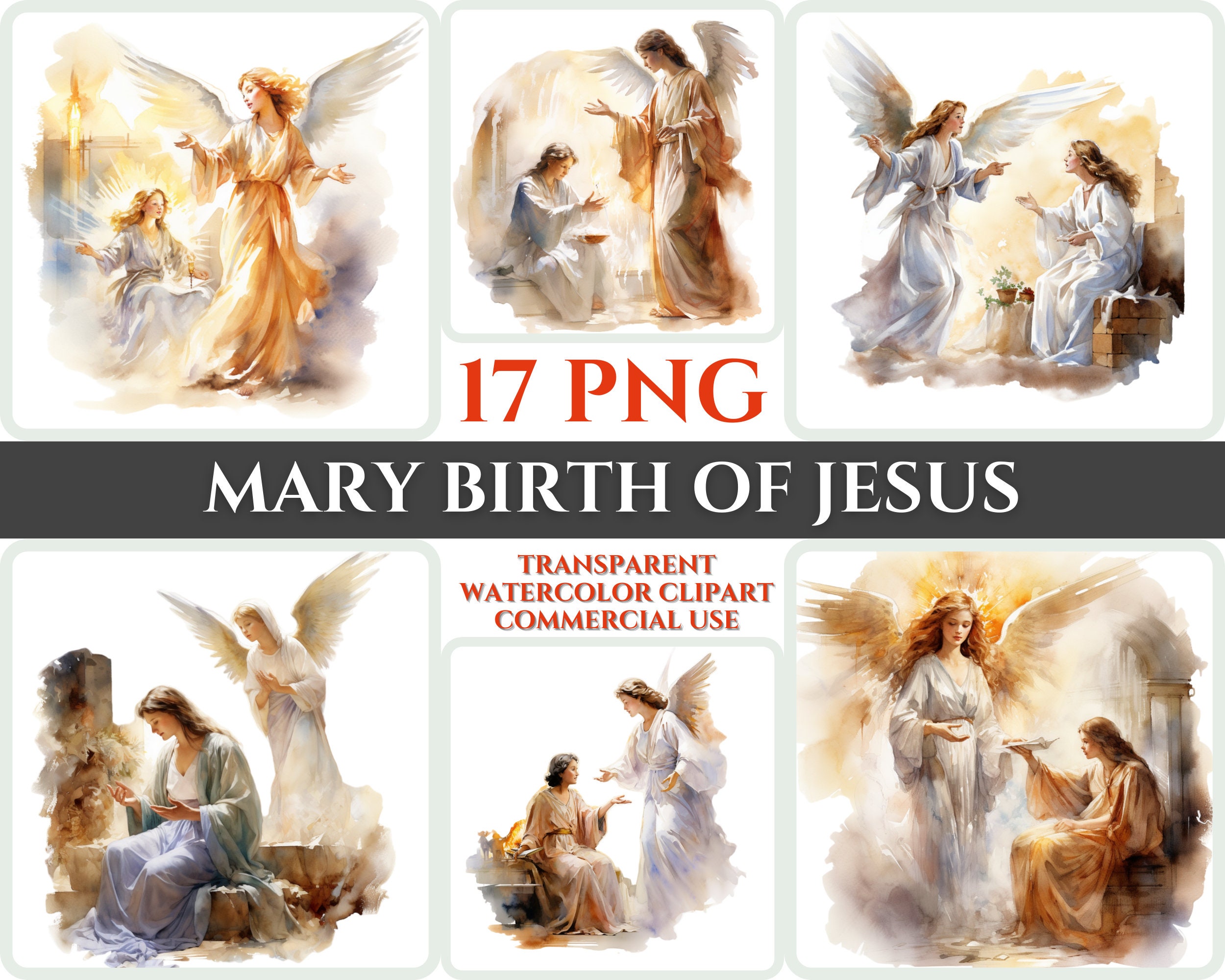 Mary Angel Birth of Jesus PNG Clipart Watercolor Christian - Etsy