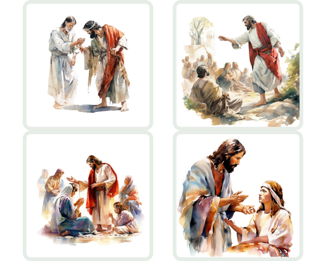 Jesus Healing Clipart PNG Watercolor Bundle Christian Clipart - Etsy