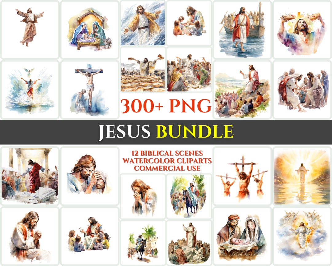 Jesus Watercolor Clipart Bundle Abstract Spiritual Christian Craft PNG ...