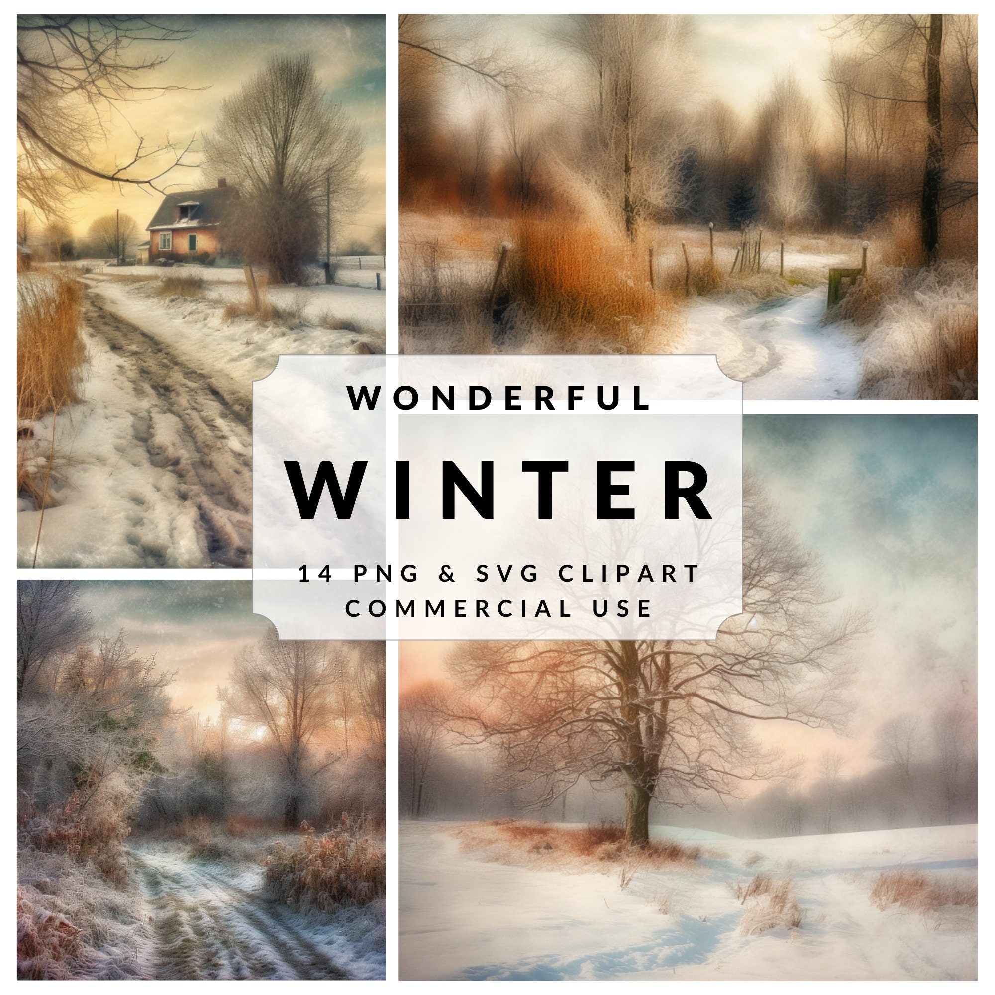 Winter PNG Watercolor Clipart Bundle Winter Bundle Print - Etsy