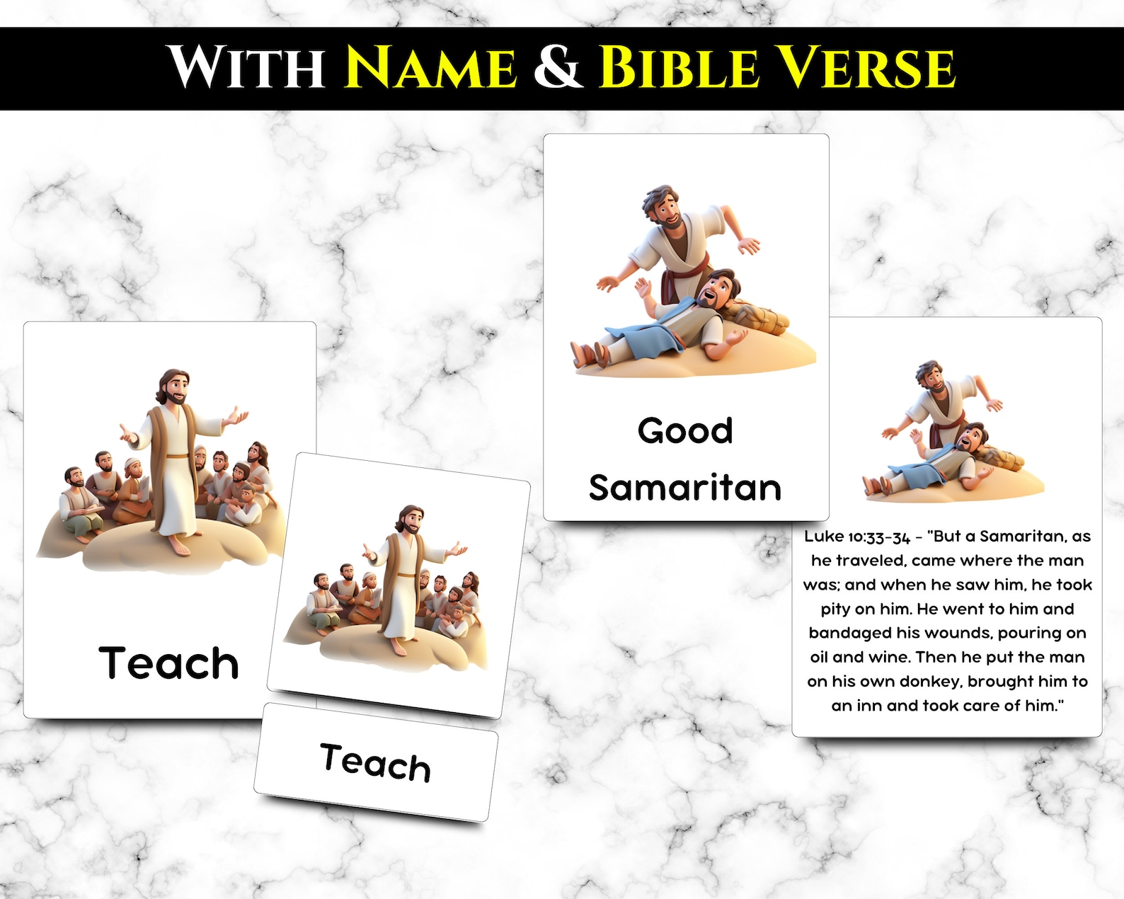 Bible Story Flashcards With Verse, Montessori Printable (digital ...