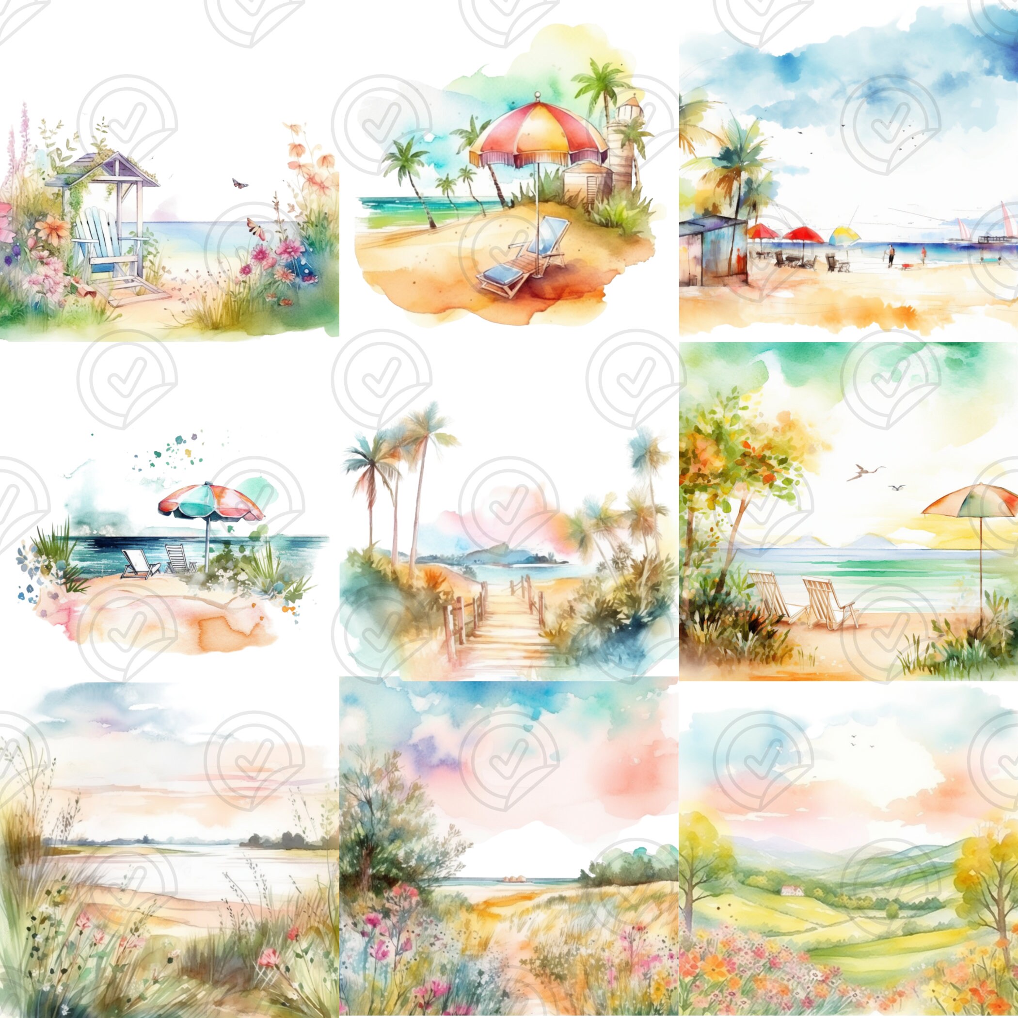Summer PNG Clipart Watercolor Bundle Summer Transparent Summer - Etsy