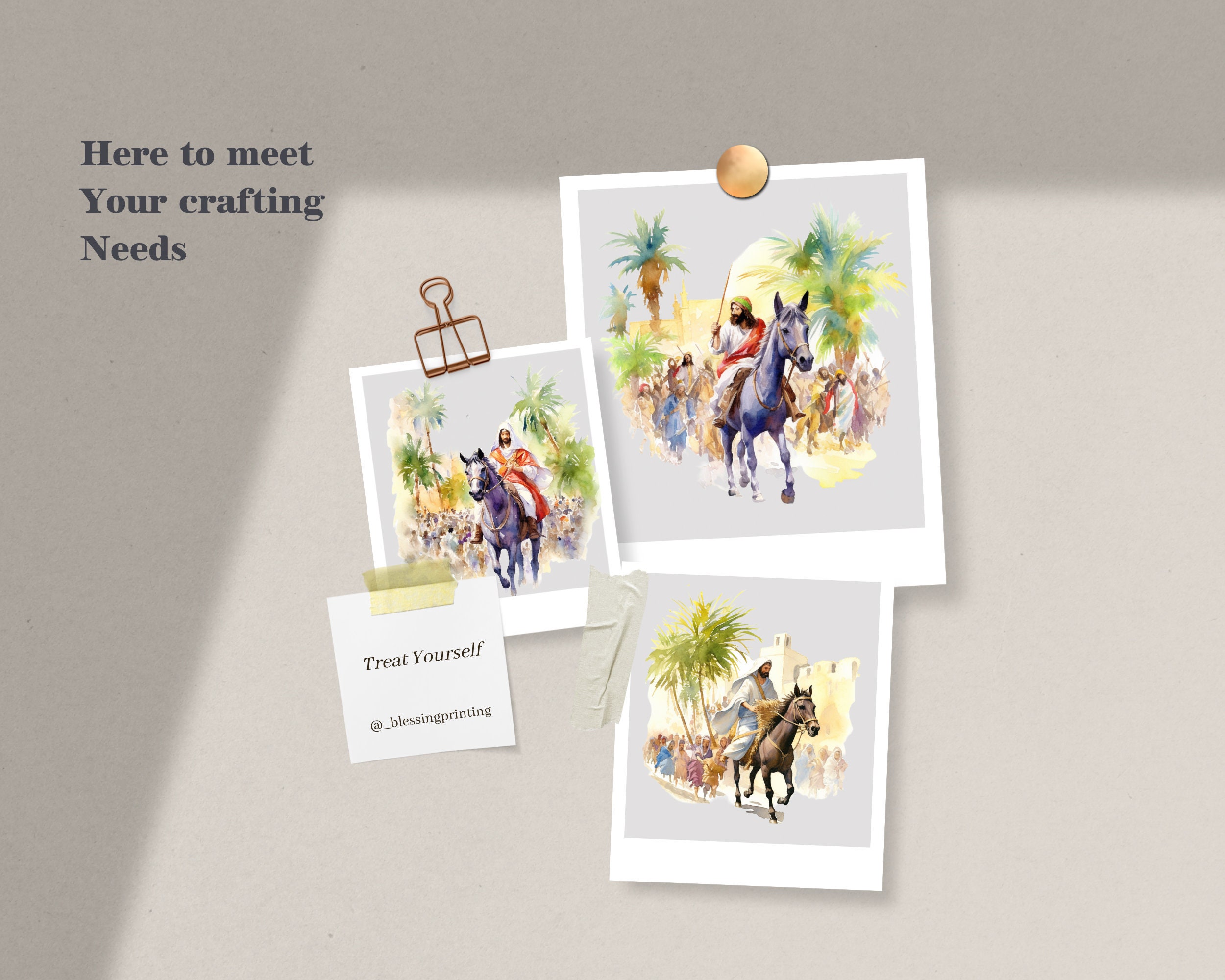 Palm Sunday Watercolor Clipart Bundle, Jesus Enters Jerusalem (PNG ...