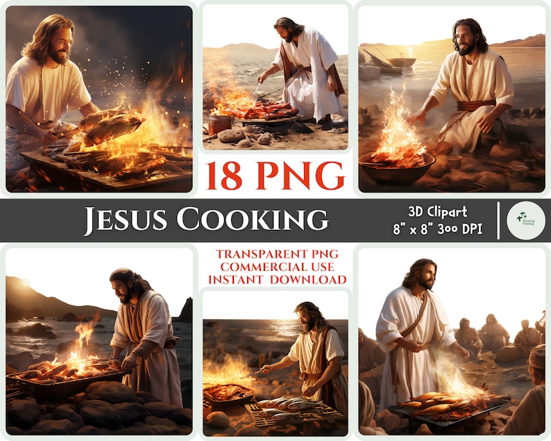 Jesus Cooking Fish PNG Clipart Bundle (digital Download) - Etsy
