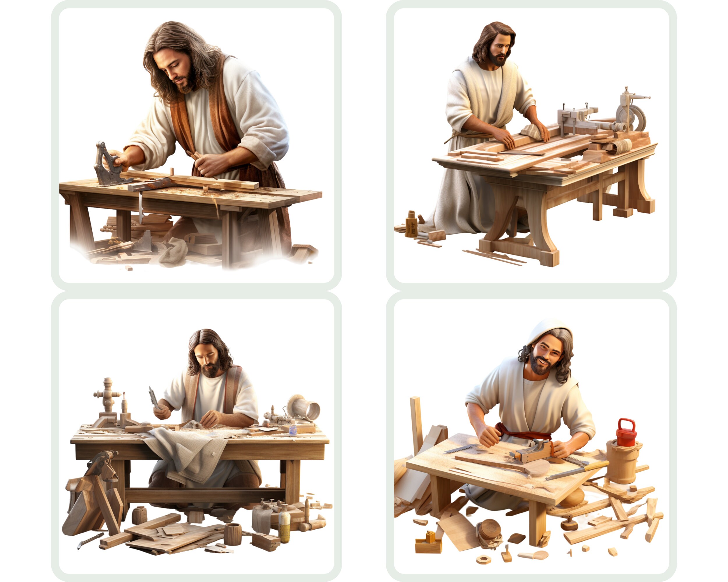 Carpenter Jesus 3D Clipart, Christian PNG Bundle (digital Download) - Etsy