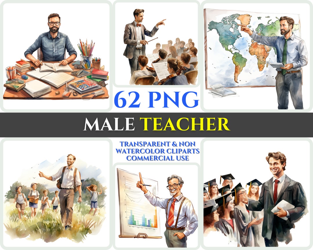 Watercolor Male Teacher PNG Clipart School Education Clip Art ...