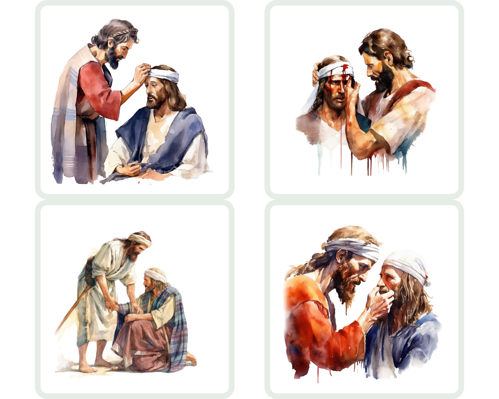 Watercolor Jesus Healing Clipart Bundle, Christian PNG Images (digital ...