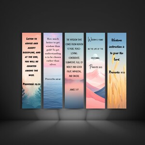 Printable Wisdom Bible Verse Bookmark Set of 20 Christian Baptism Gift ...