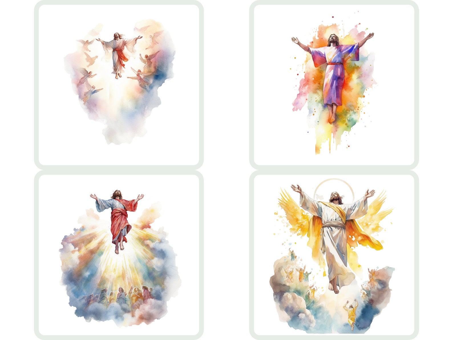 Ascension of Jesus Clipart PNG Watercolor Bundle Christian Clipart ...