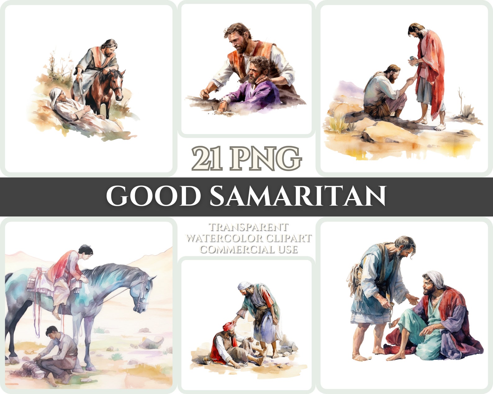 Good Samaritan Clipart PNG Watercolor Bundle Christian Clipart Abstract ...