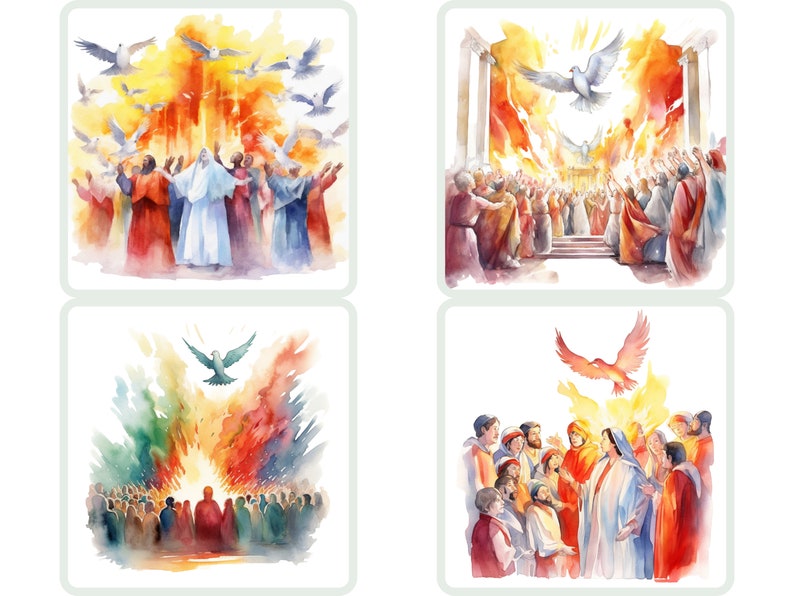 Pentecost Clipart Bundle, Watercolor Holy Spirit PNG (digital Download ...