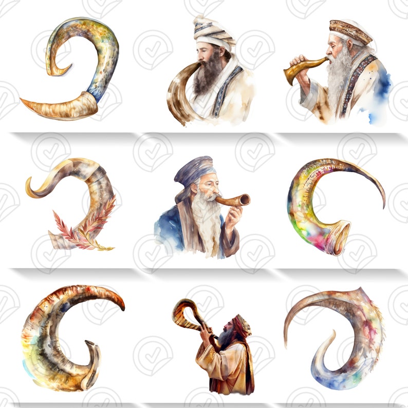 Shofar Clipart PNG Watercolor Bundle Christian Clipart Set - Etsy
