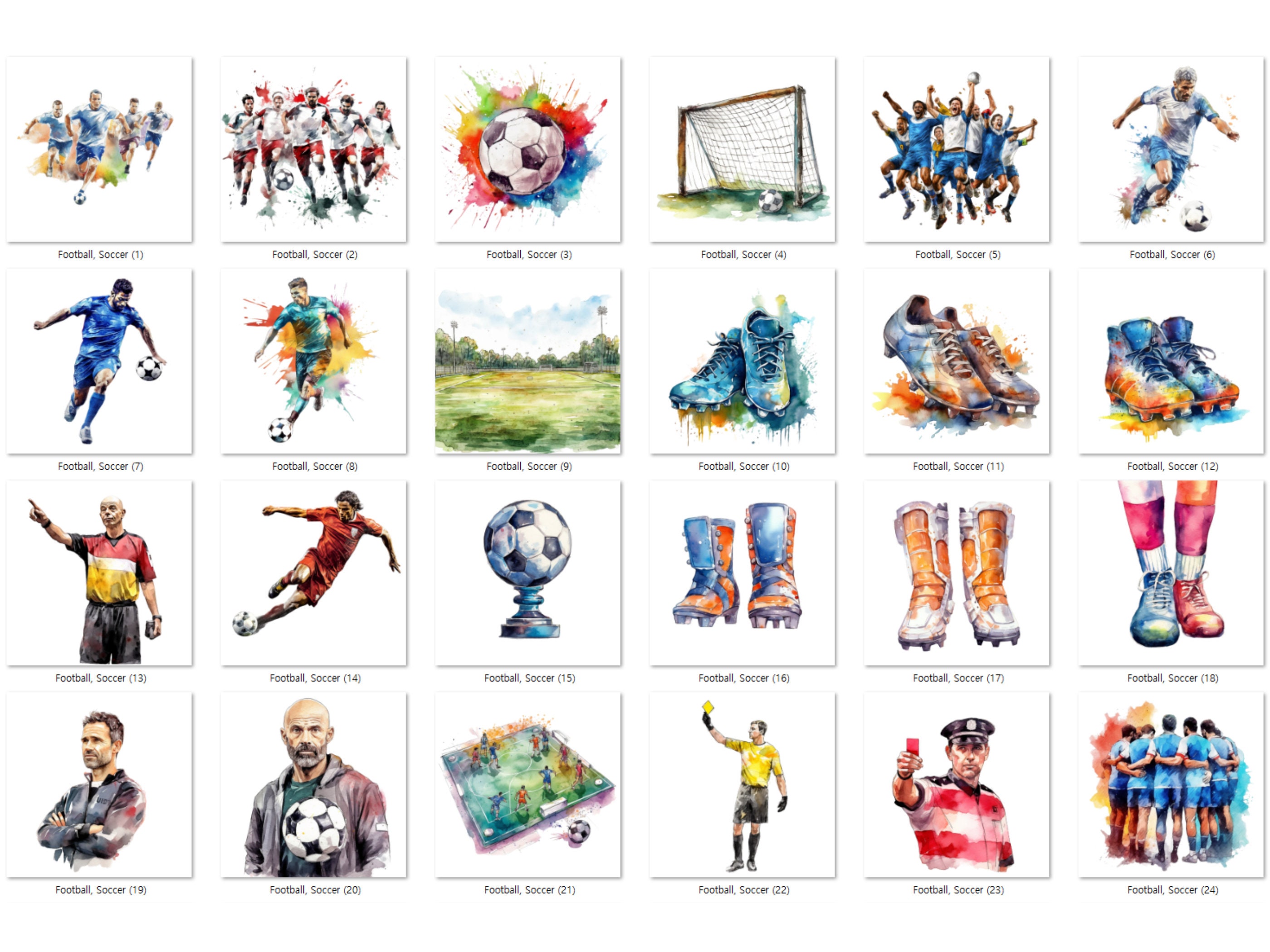 Watercolor Football Clipart Bundle Father's Day PNG Soccer - Etsy
